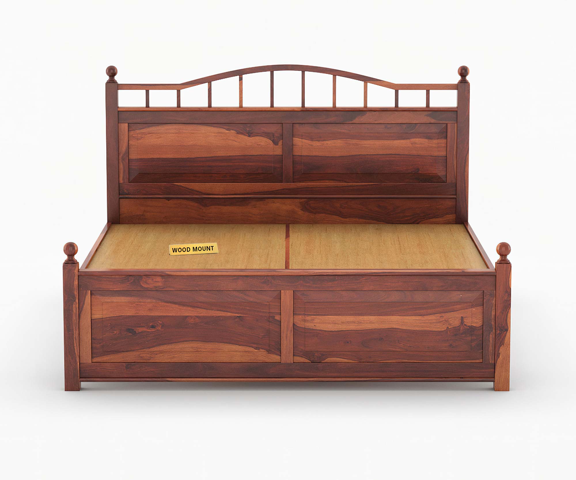 Arch Bed Without Storage (Honey Finish) | WoodMount Handcrafted Furniture