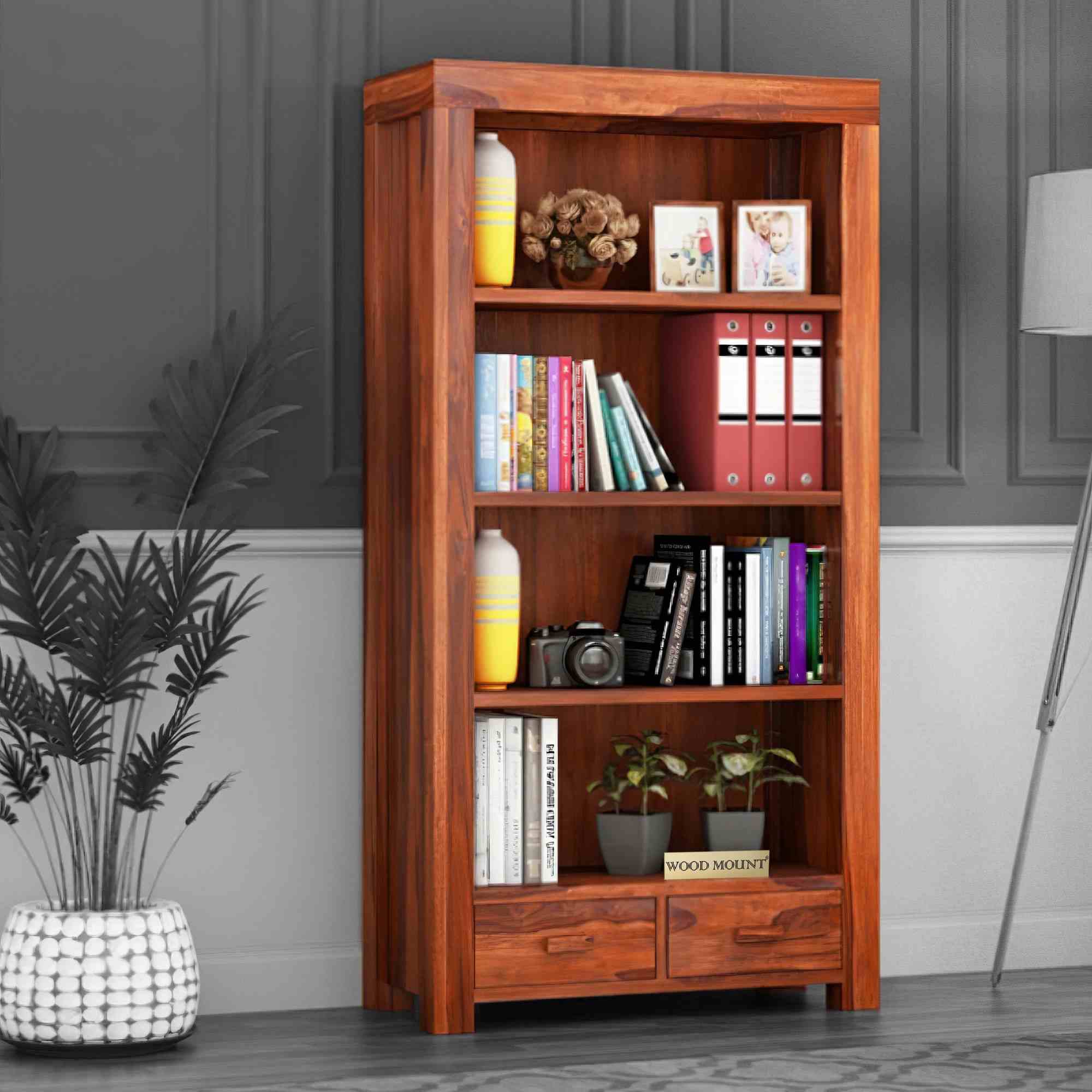 Irona Bookshelf 3 Shelf Honey Finish | WoodMount Handcrafted Furniture