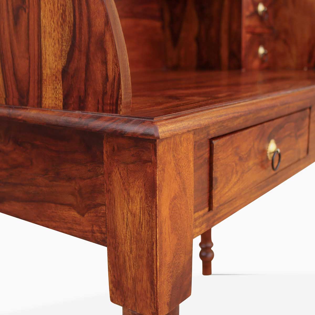 Piano Study Table | With 6 Drawers Storage | Honey Finish | WoodMount ...