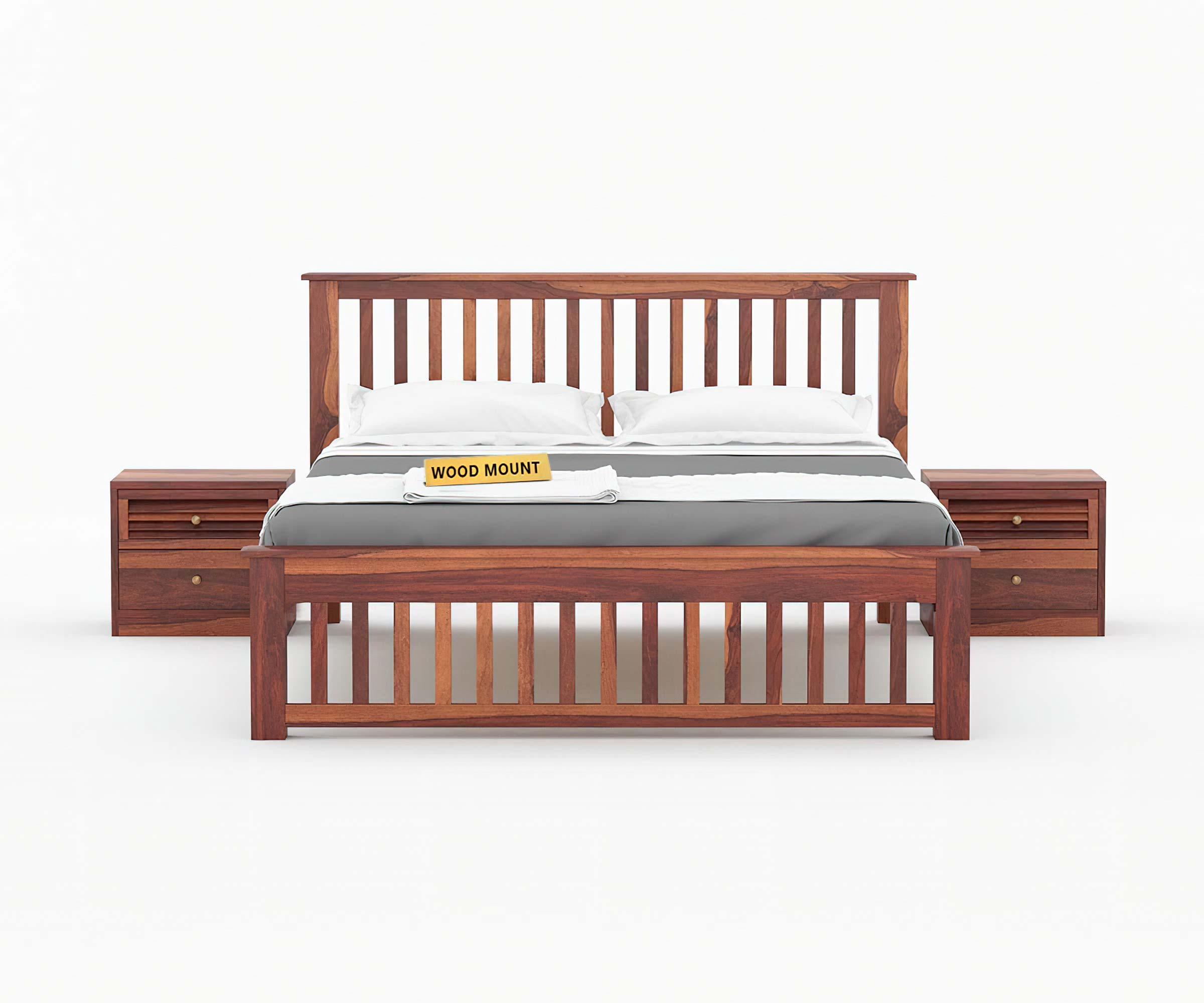 Practo Bed | Without Storage | Honey Finish | WoodMount Handcrafted ...