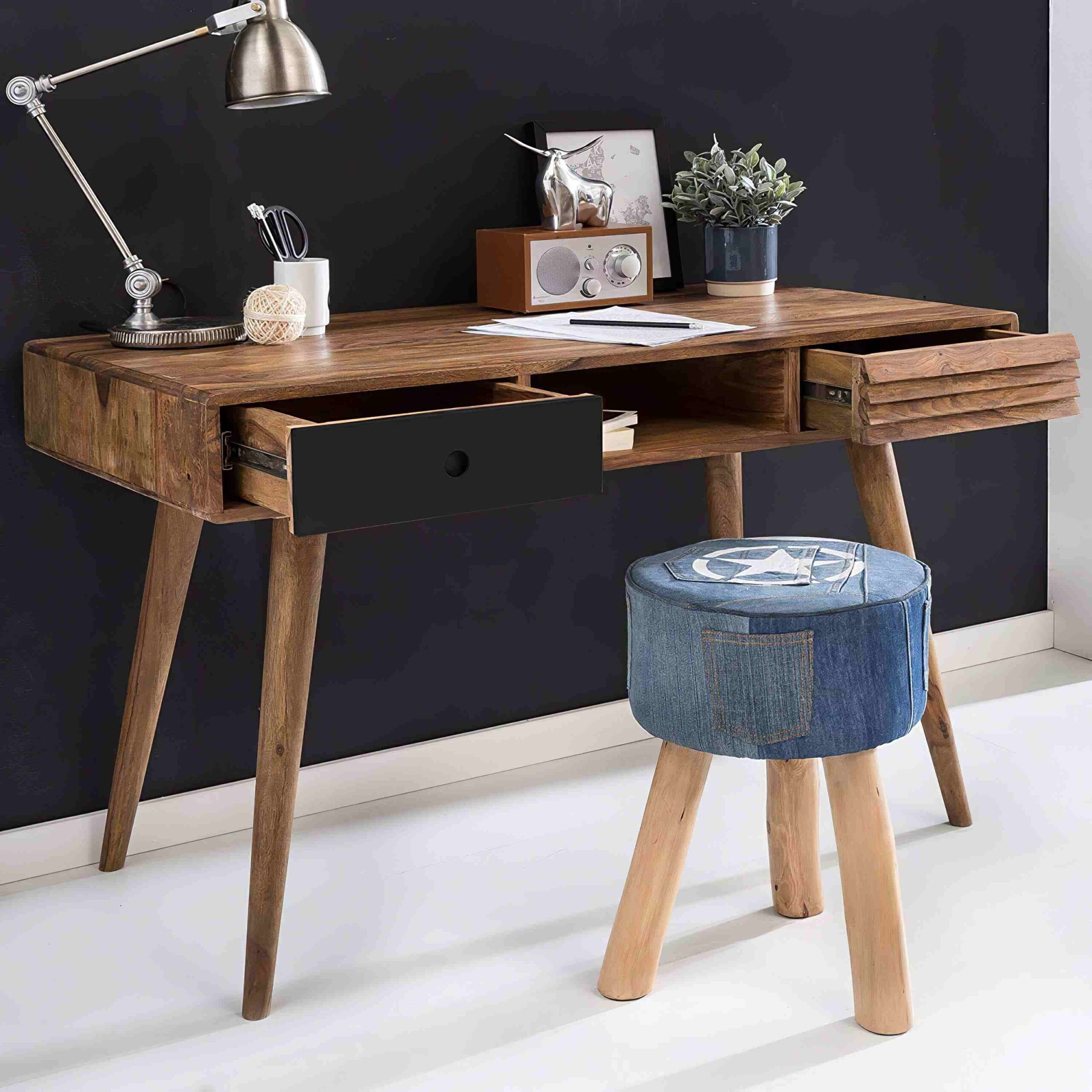 Sterio Solid Wood Study Table With Drawer Storage | WoodMount ...