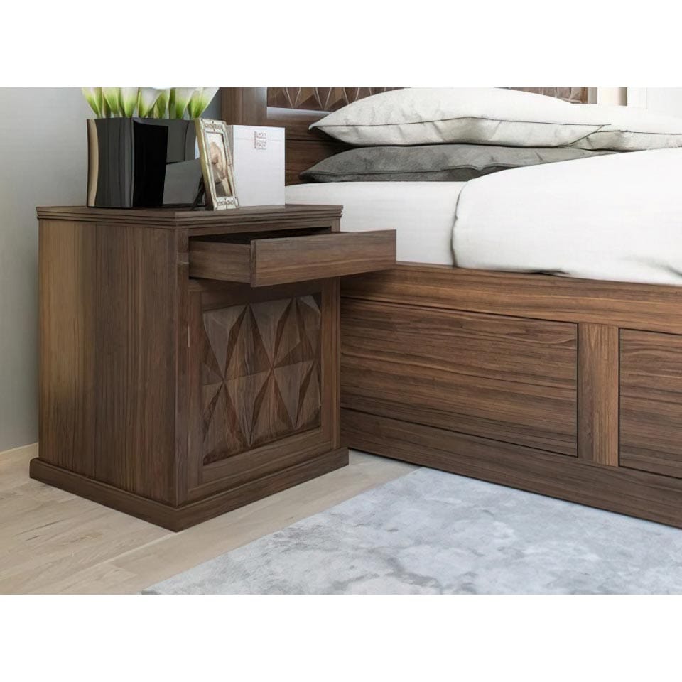 TrioD Solid Wood Bed Without Storage Bed Walnut Finish | WoodMount ...