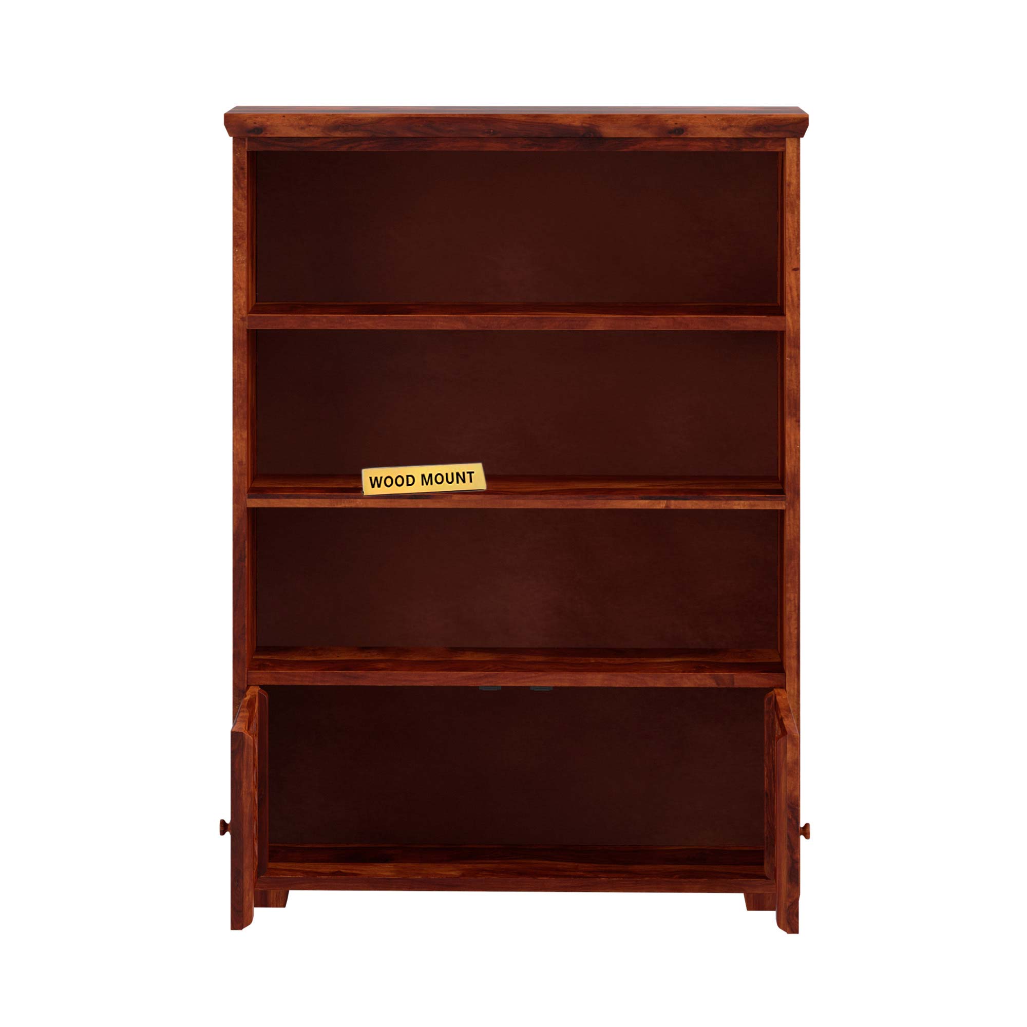 Zixcal Bookshelf With 2 Door (Honey Finish) | WoodMount Handcrafted ...