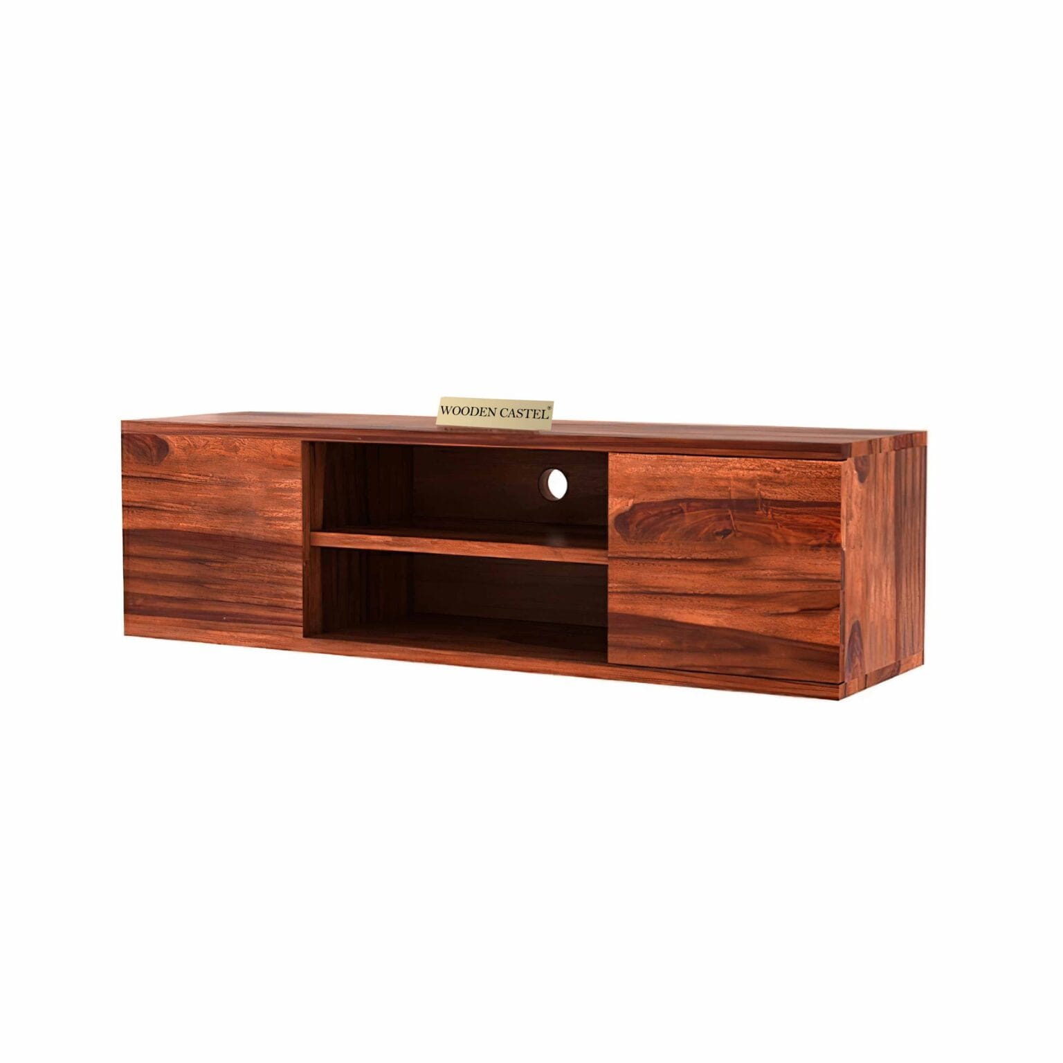Wall Mounted | Solid Wood Tv Unit | Honey Finish | WoodMount ...