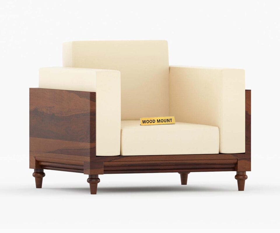 Solid Wood 3 + 1 + 1 Sofa Set (Walnut Finish) | WoodMount Handcrafted ...